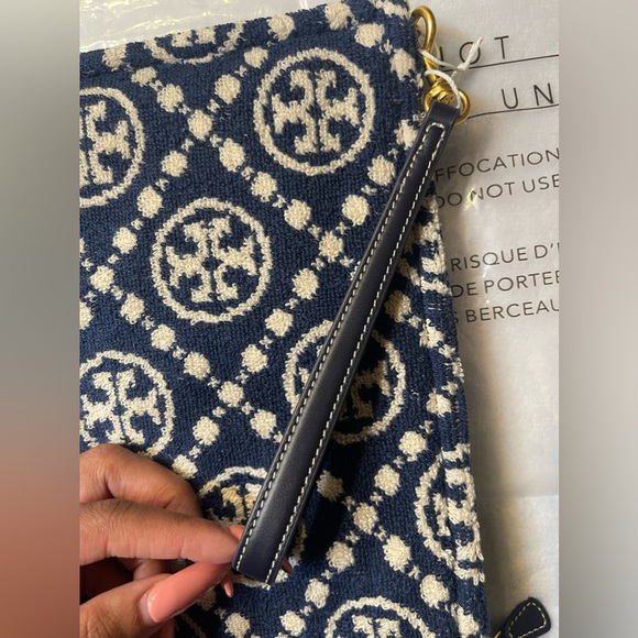 Tory Burch | Bags | Tory Burch T Monogram Terry Cloth Pouch | Poshmark